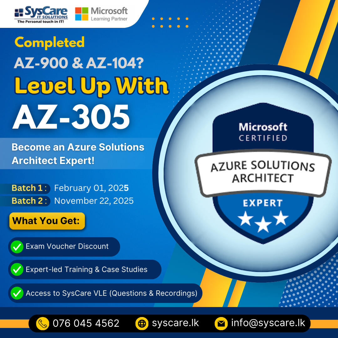 AZ-305T00-A: Designing Microsoft Azure Infrastructure Solutions | SysCare Sri Lanka